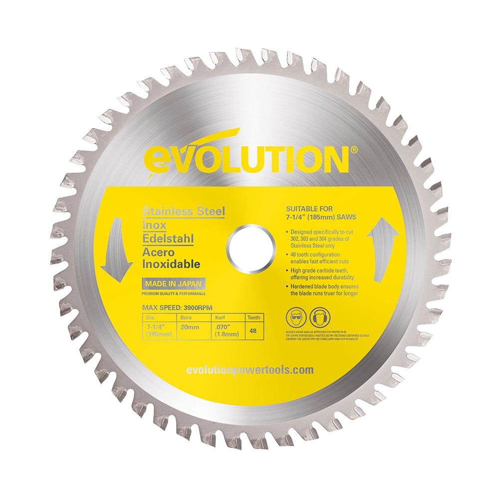 Evolution 185BLADESSN | 7-1/4 in. | 48T | 20mm Arbor | Stainless Steel